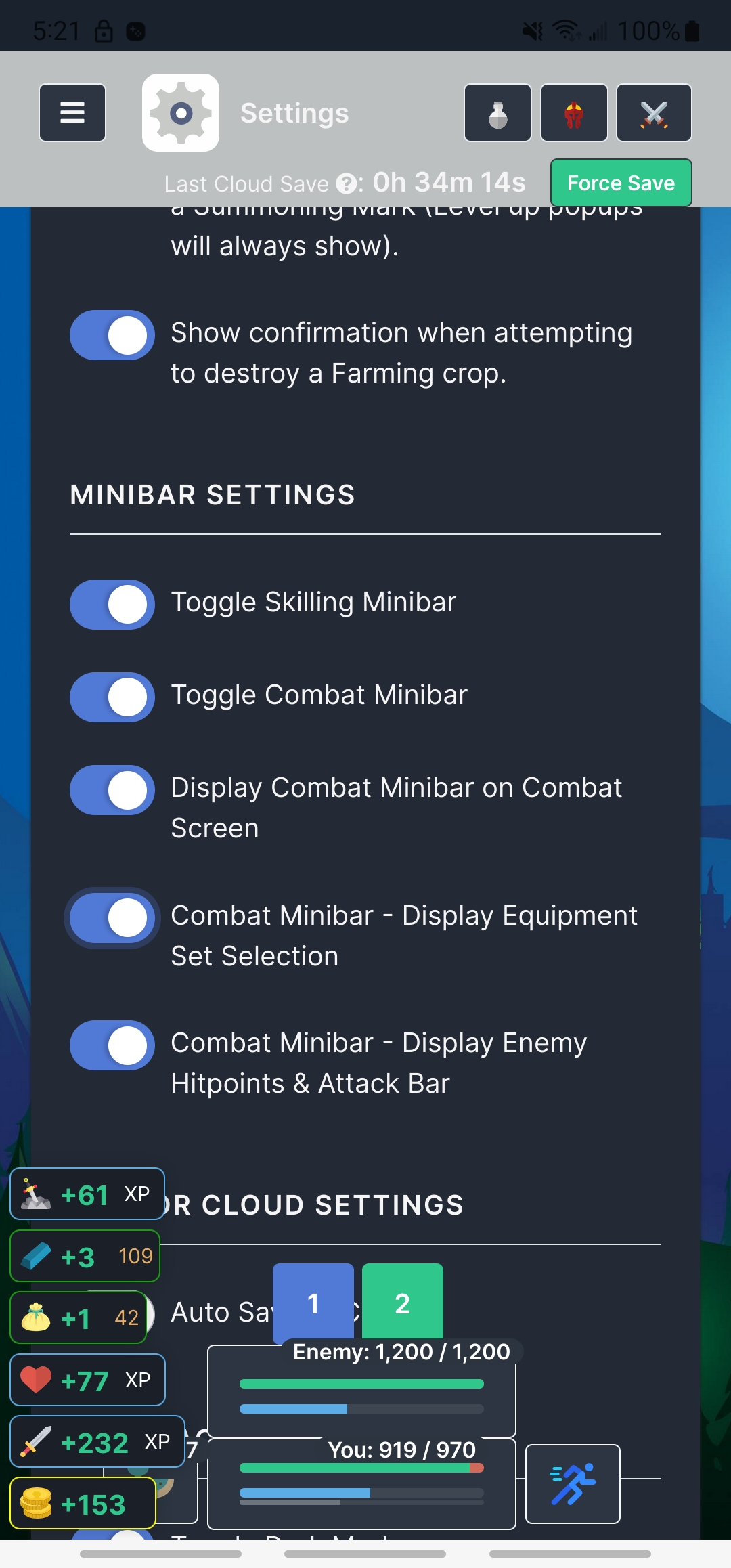 [Bug]: Combat Minibar Text Interaction With Equipment Set · Issue #3813 · MelvorIdle/melvoridle ...
