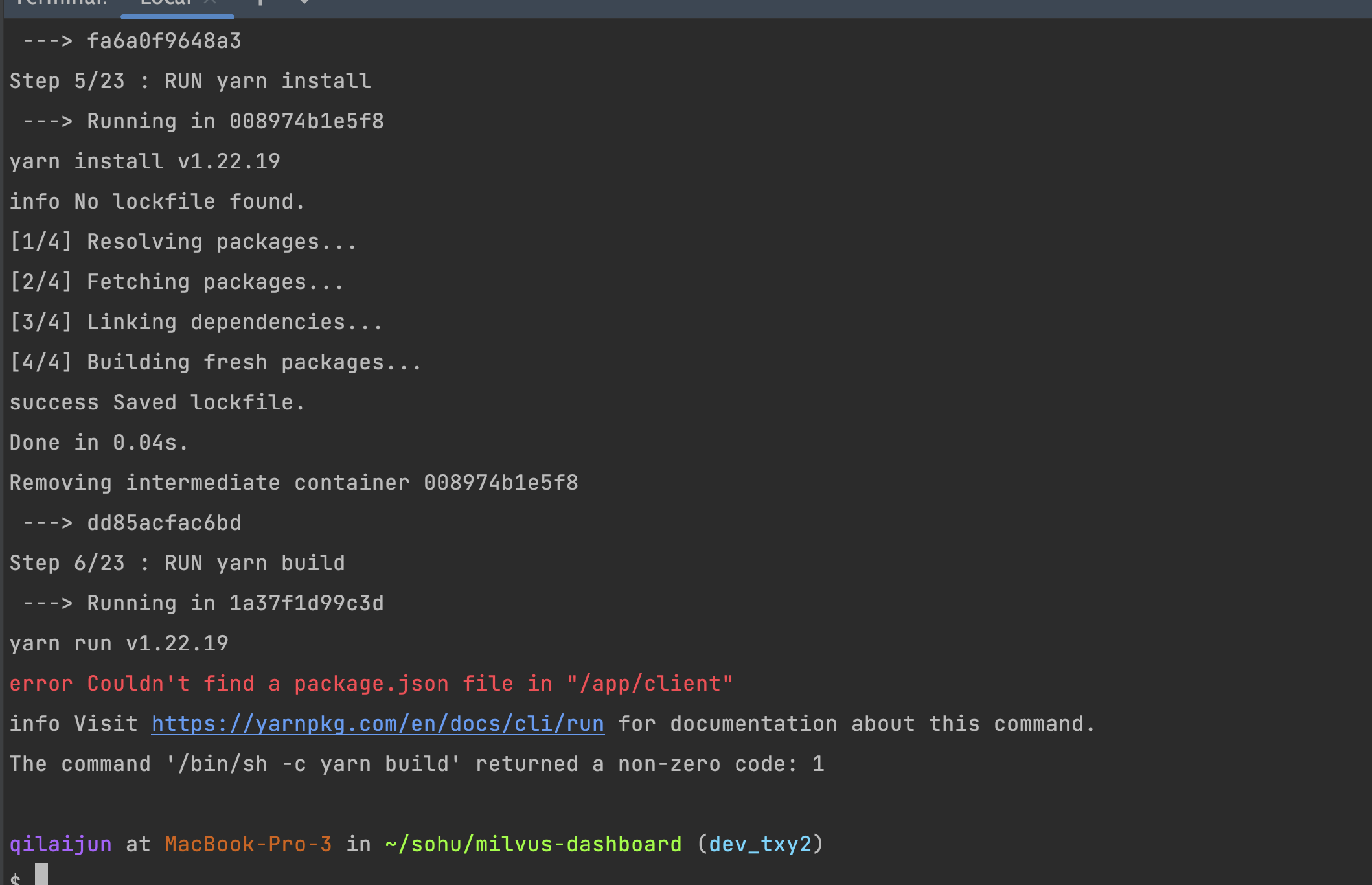 use dockerfile to build att error：Couldn't find a package.json file in "/app/client" · Issue ...