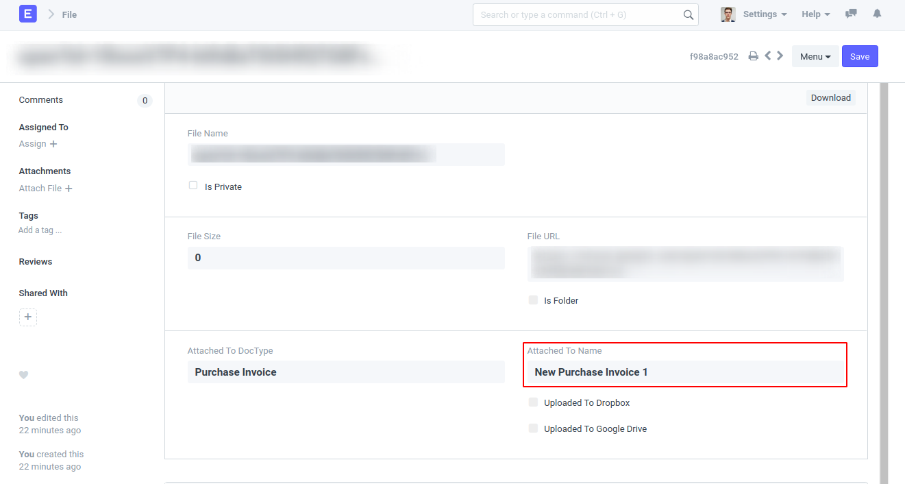 Files left in following new records when attached through "Attach" or ...