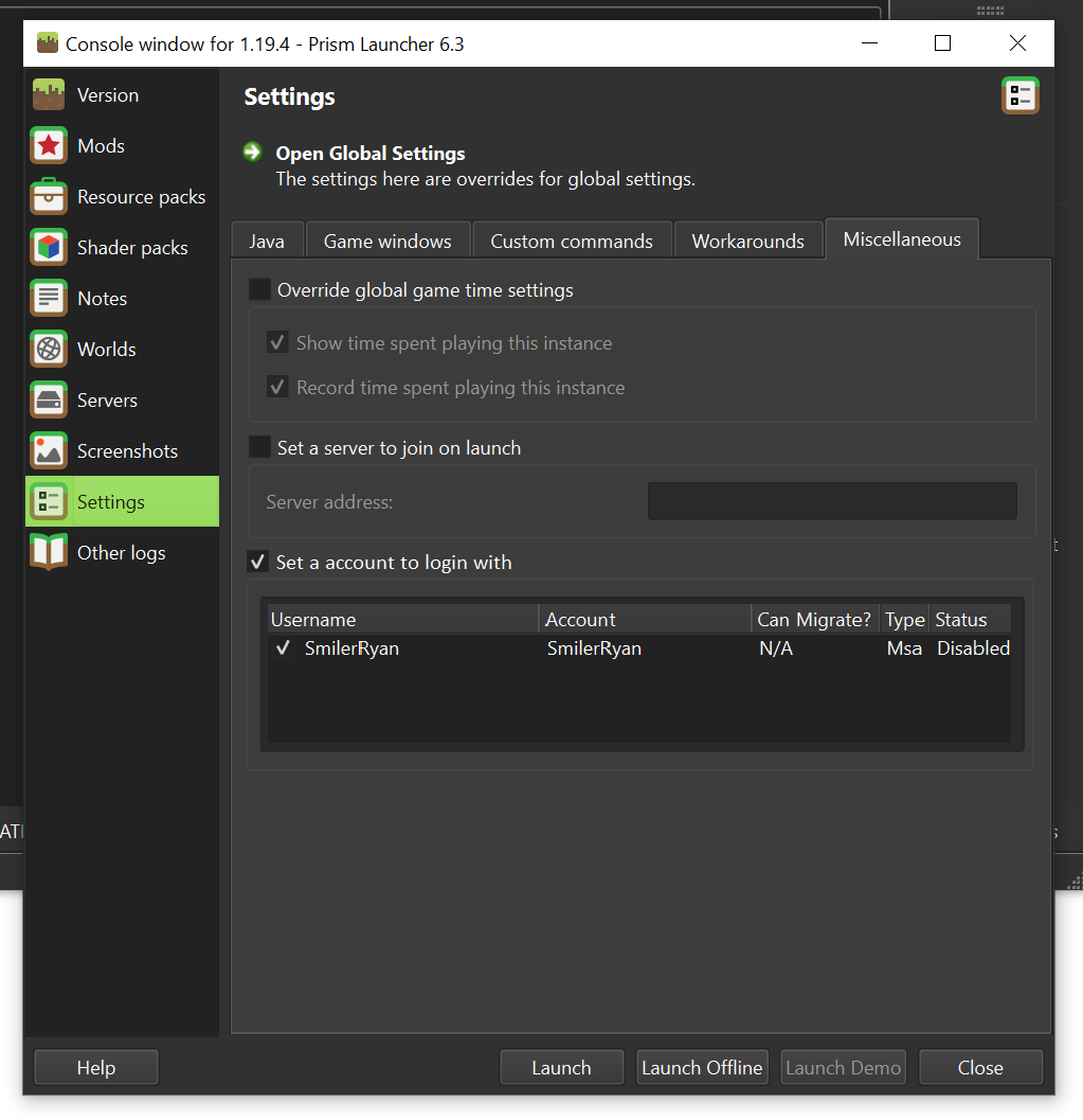 Account Selection setting for instances · Issue #1060 · PrismLauncher/PrismLauncher · GitHub