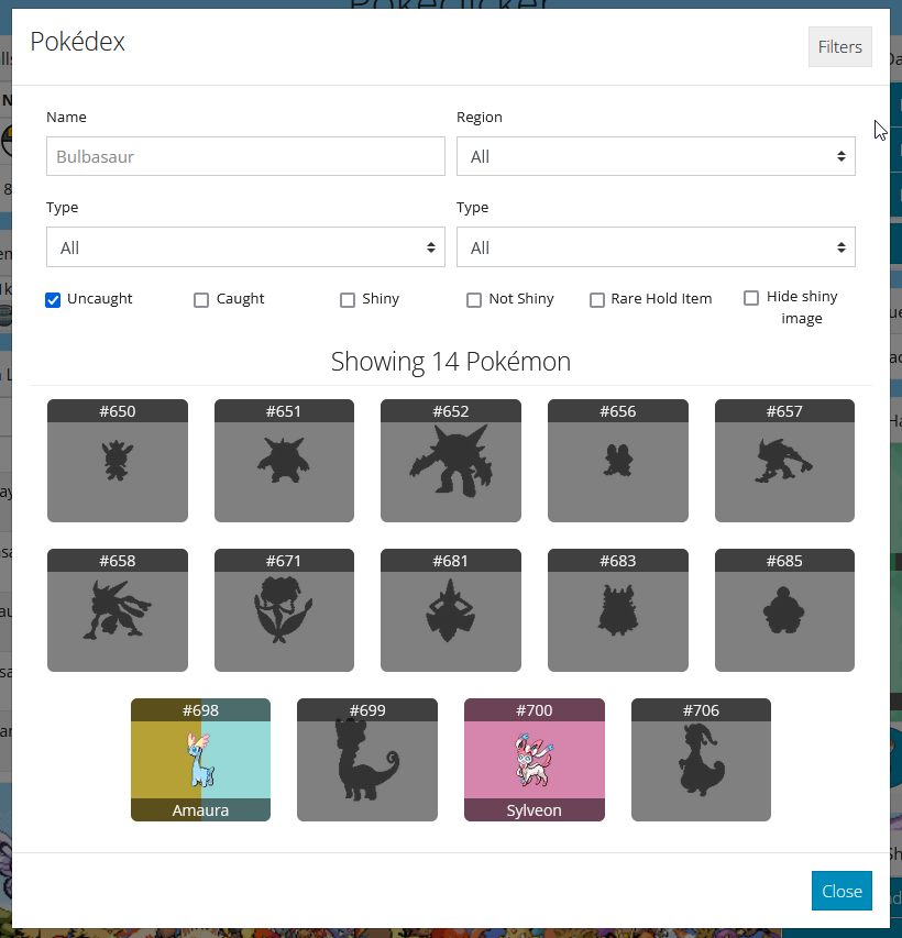[SUGGESTION] Filter Catchable Pokemon · Issue #1946 · pokeclicker ...