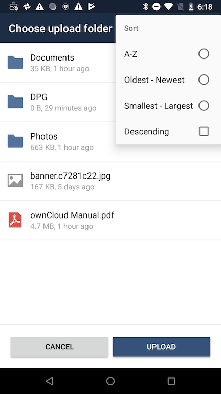 Sorting options in Sharing view · Issue #2272 · owncloud/android · GitHub