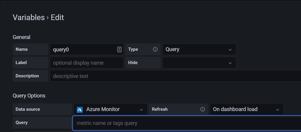 Azure Monitor query editor for Variables doesn't have Service or Resource picker · Issue #39444 ...