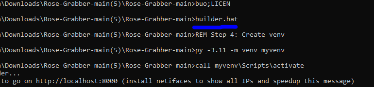 runned the builder.bat it closed went to ui opened builder it crashed ...