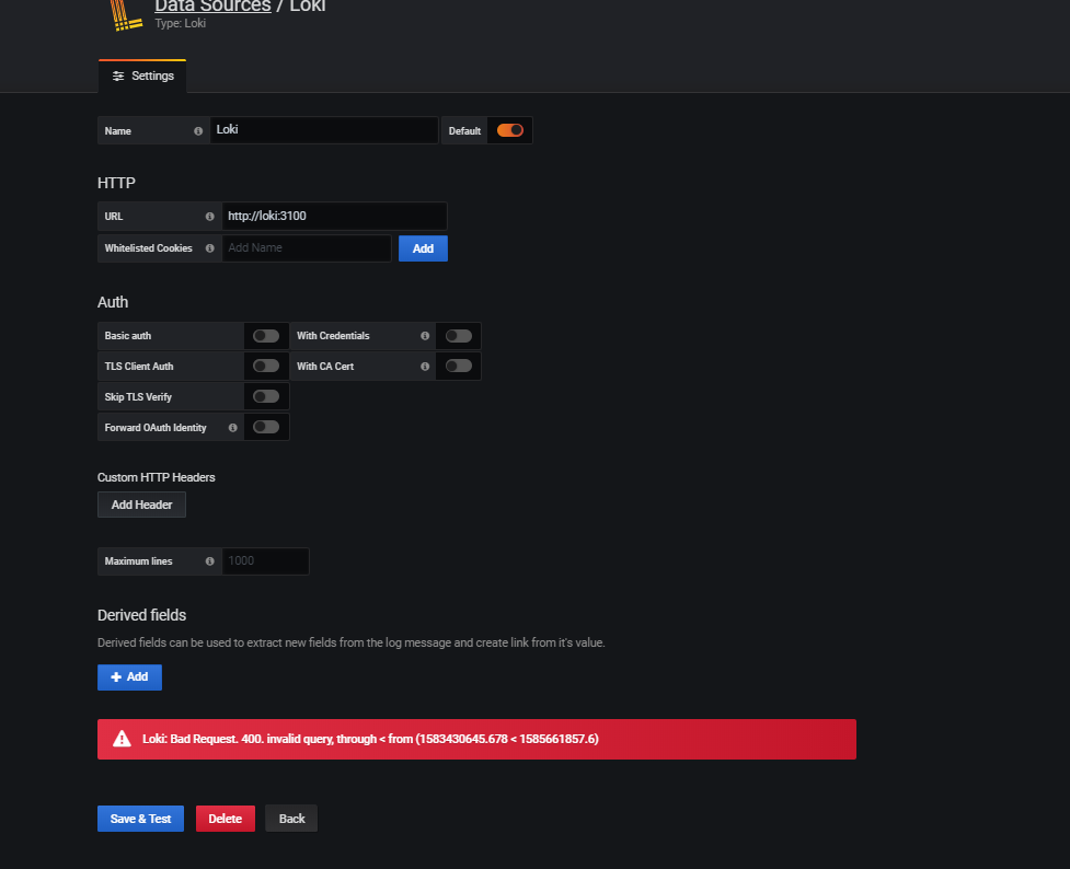 Unable To Add Loki Datasource In Grafana Issue 1872 Grafana loki 