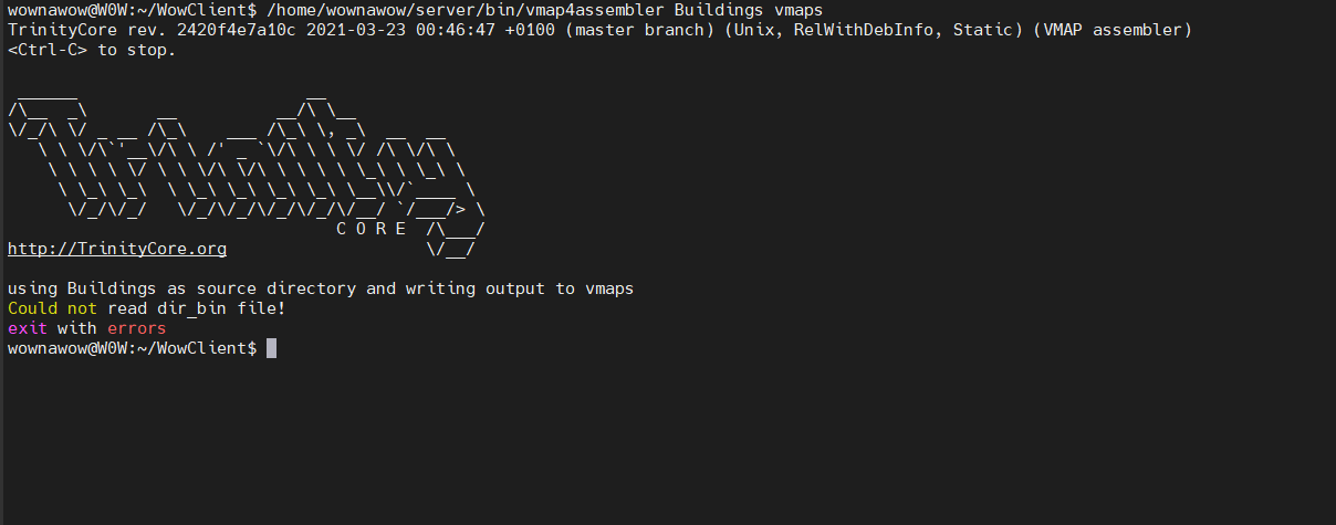 vmap4assembler error during Extracting VMaps · Issue #26310 · TrinityCore/TrinityCore · GitHub
