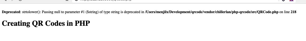 Deprecated: strtolower(): · Issue #113 · chillerlan/php-qrcode · GitHub Deprecated: strtolower(): · Issue #113 · chillerlan/php-qrcode · GitHub