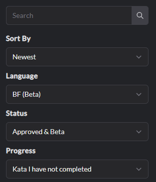 Loss of ability to search for only unfinished katas of a specific language when language filter ...