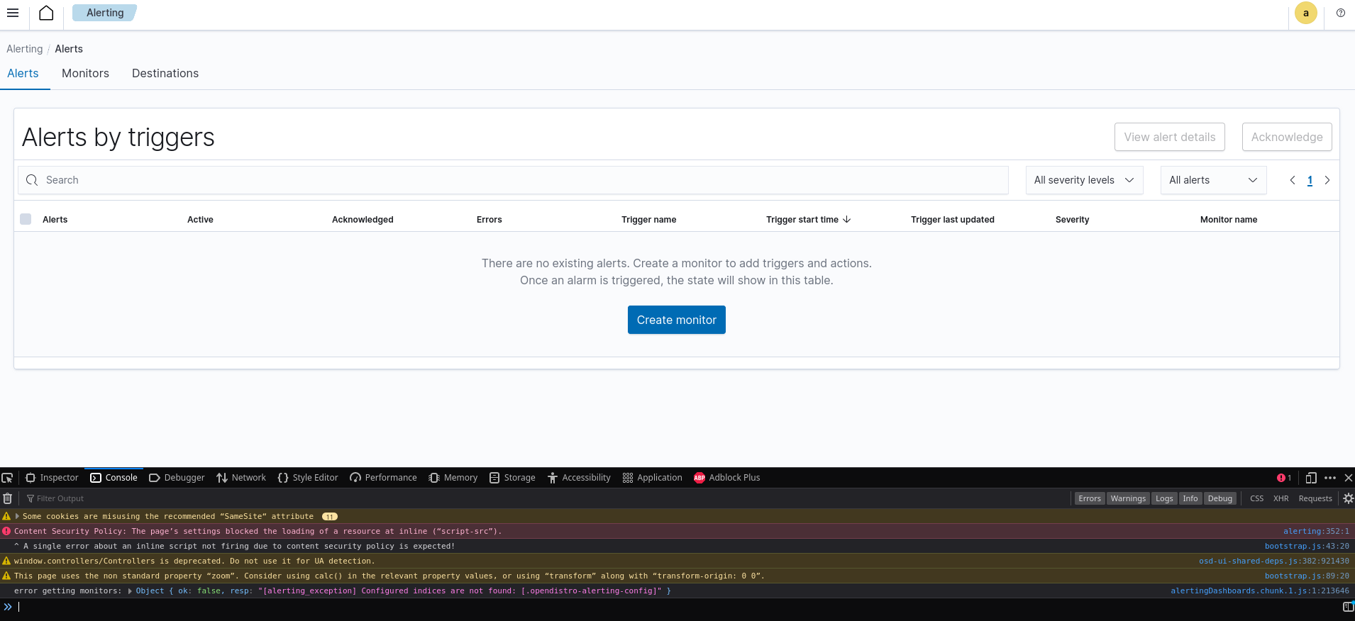 Configured indices are not found: `[.opendistro-alerting-config]` in Demo environment · Issue ...
