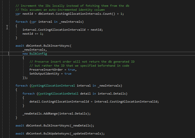 Bulk Insert SetOutputIdentity keep child properties without using ...