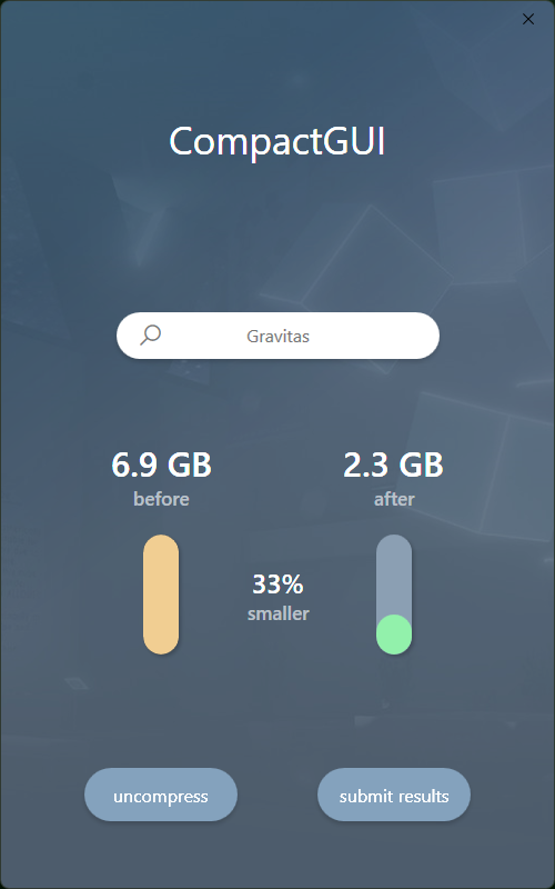 UI reports incorrect reduction for Gravitas · Issue #240 · IridiumIO/CompactGUI · GitHub
