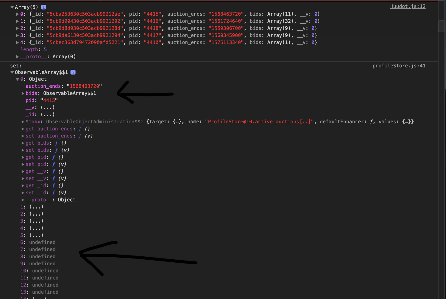 Observable Array And Debugging Experience 0999 Indices Created
