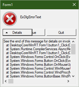 Incorrect ThreadExceptionDialog · Issue #202 · dotnet/winforms · GitHub