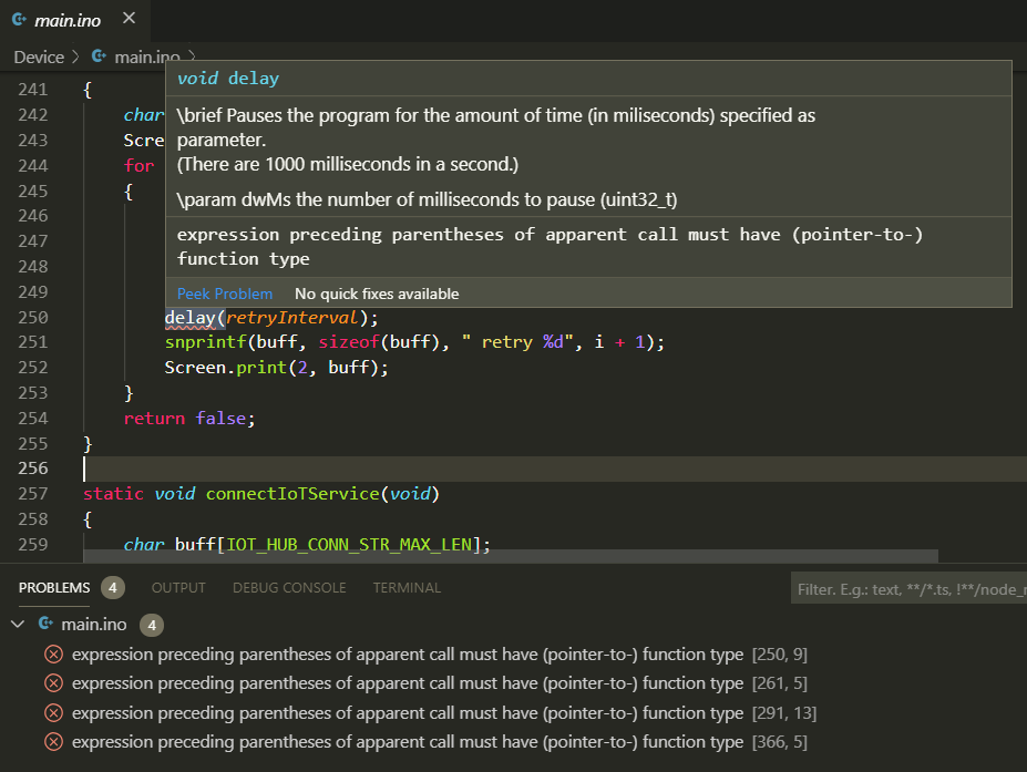 Incorrect Squiggles On Official Mxchip Samples · Issue 889 · Microsoftvscode Arduino · Github 3993