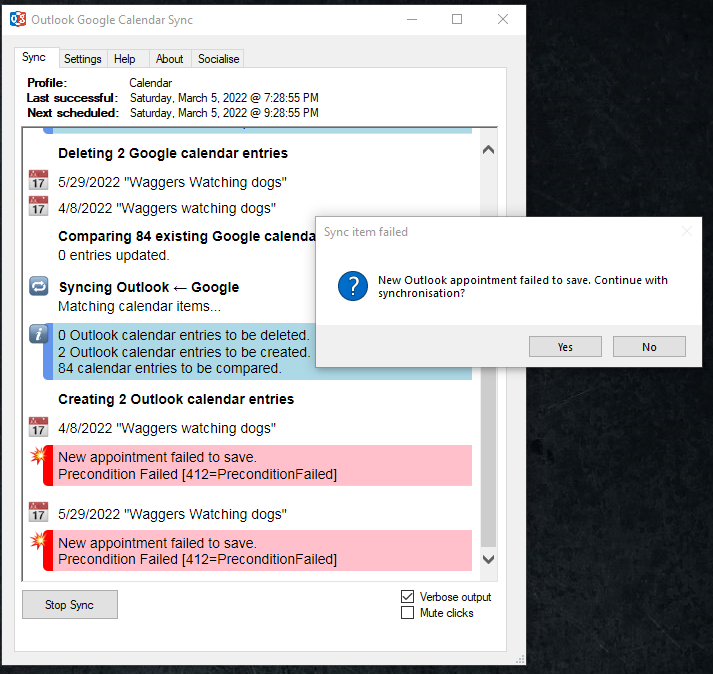 New appointment failed to save. Precondition Failed [412] · Issue #1397 · phw198 ...