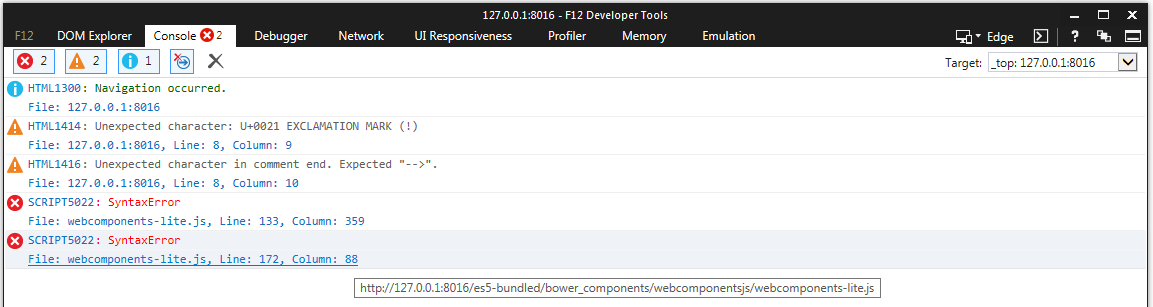 IE11 Error with Polymer - SCRIPT5022: SyntaxError on File: webcomponents-lite.js · Issue #873 ...