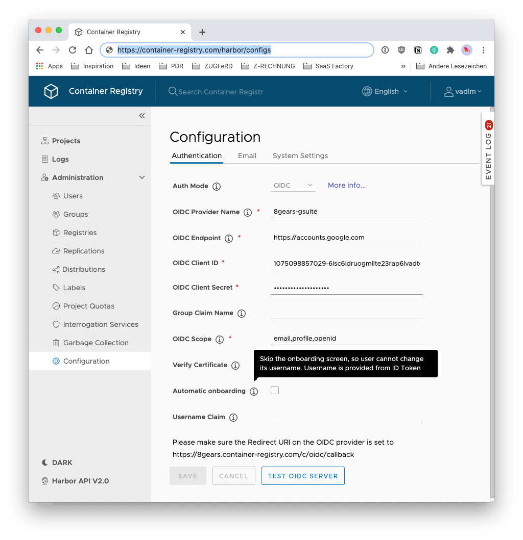 Enforcing username on OIDC signup · Issue #14102 · goharbor/harbor · GitHub