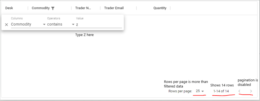 [DataGrid] Filter shows blank screen if Rows per page is more than ...