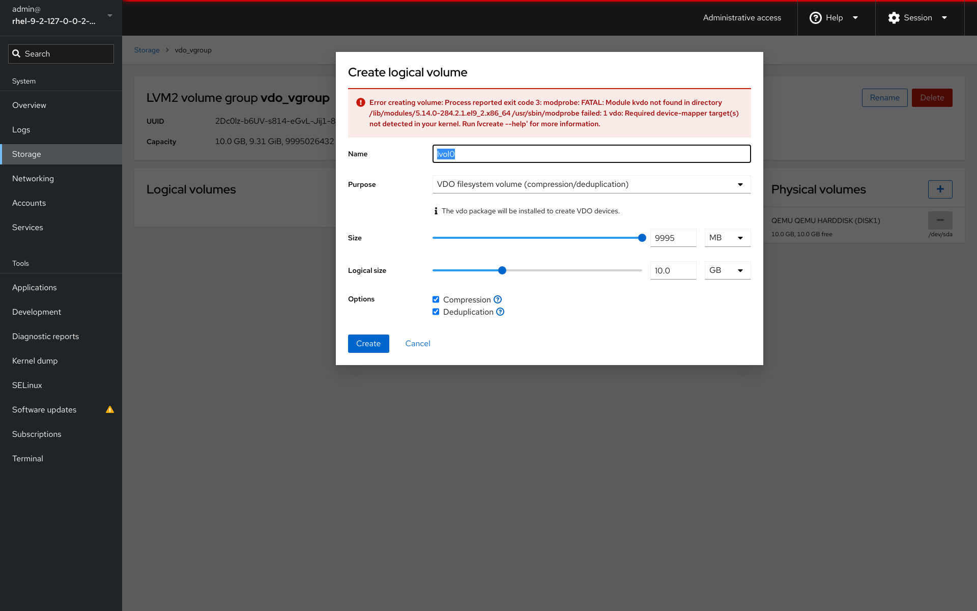 storage: The missing vdo helper message needs some patternflynization · Issue #18531 · cockpit ...