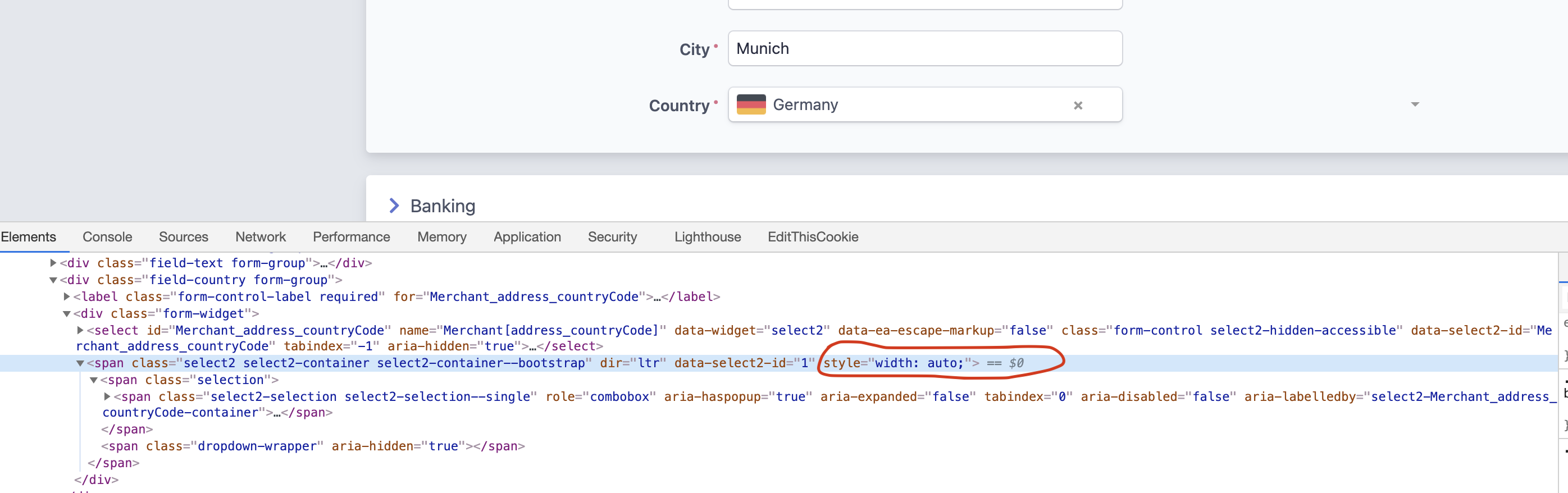 [3.2.8] Arrow/Caret of CountryField is disconnected from select2 field when within collapsible ...