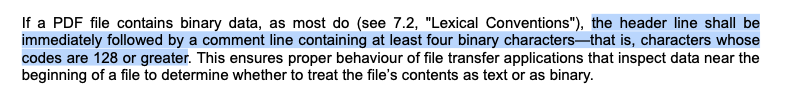 PDF file header isn't ISO32000-1 Compliant · Issue #207 · signintech/gopdf · GitHub