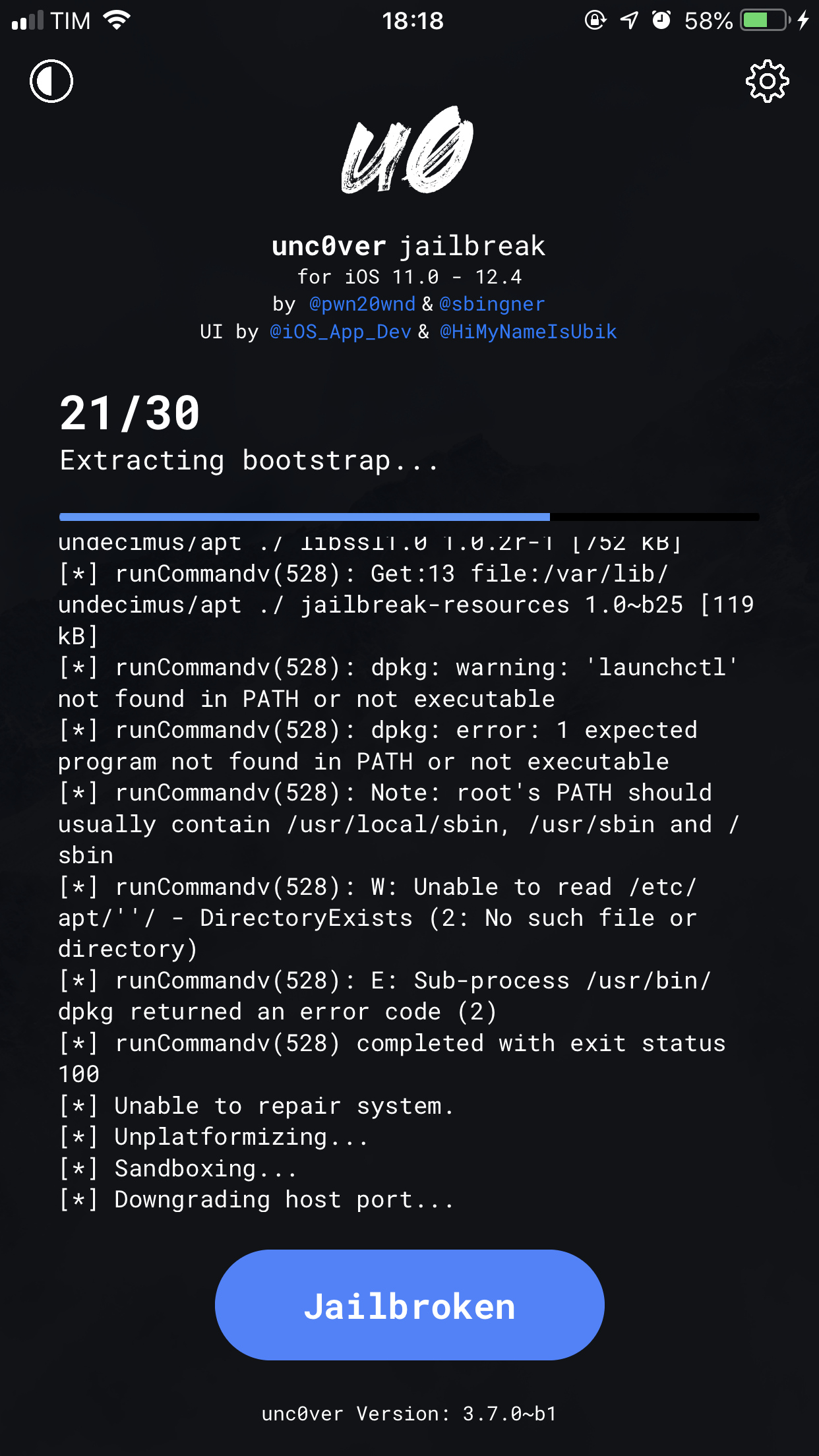 [Help] unable to repair system (launchctl) · Issue #1625 · pwn20wndstuff/Undecimus · GitHub