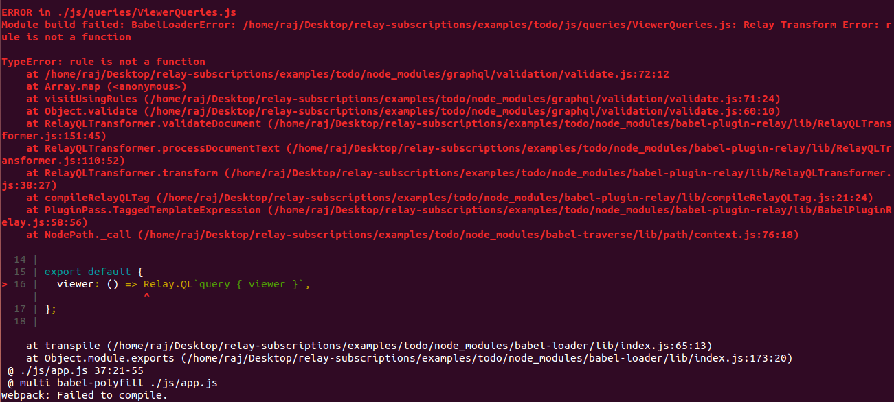 Regarding Running The Project · Issue 43 · Relay Tools Relay Subscriptions · Github