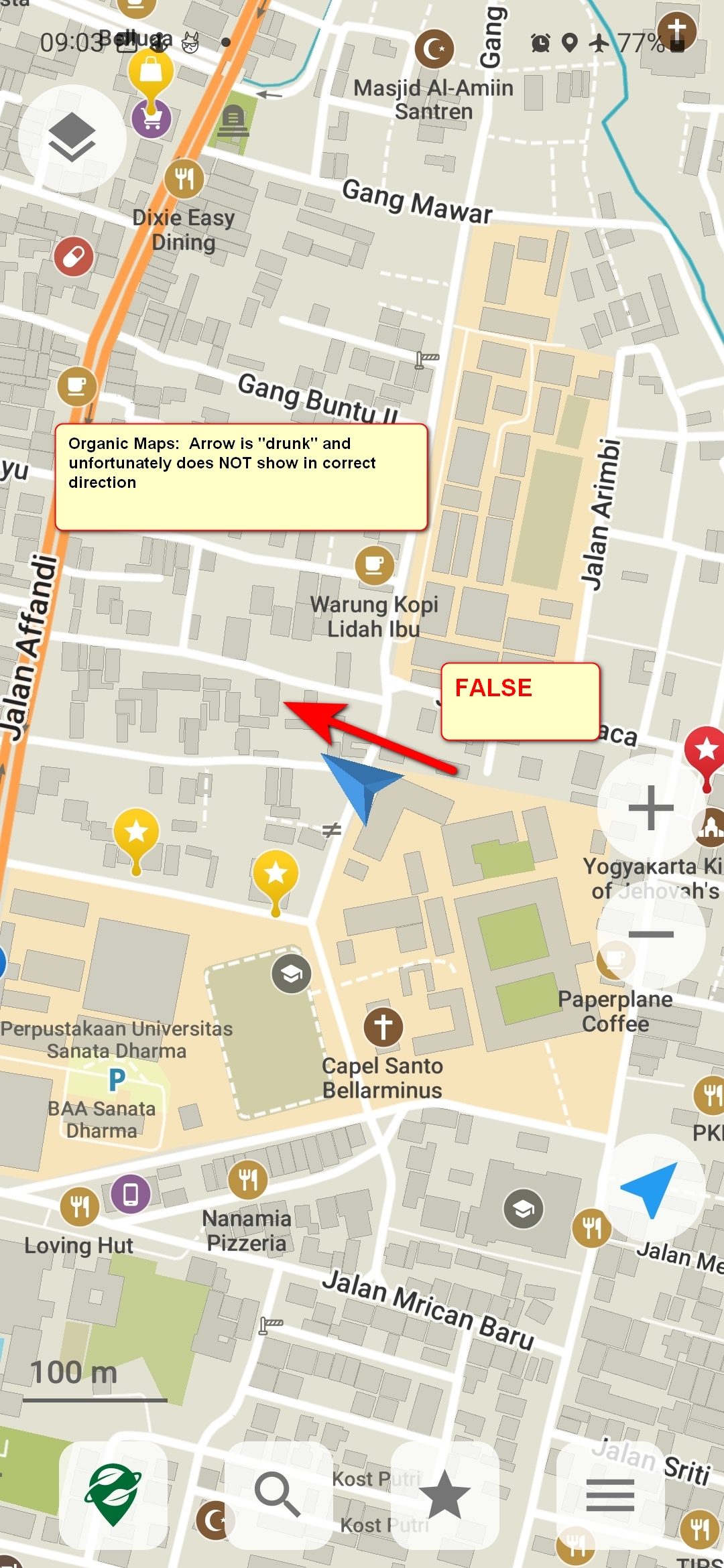 Blue direction arrow frequently "drunk", pointing in wrong direction · Issue #6410 · organicmaps ...