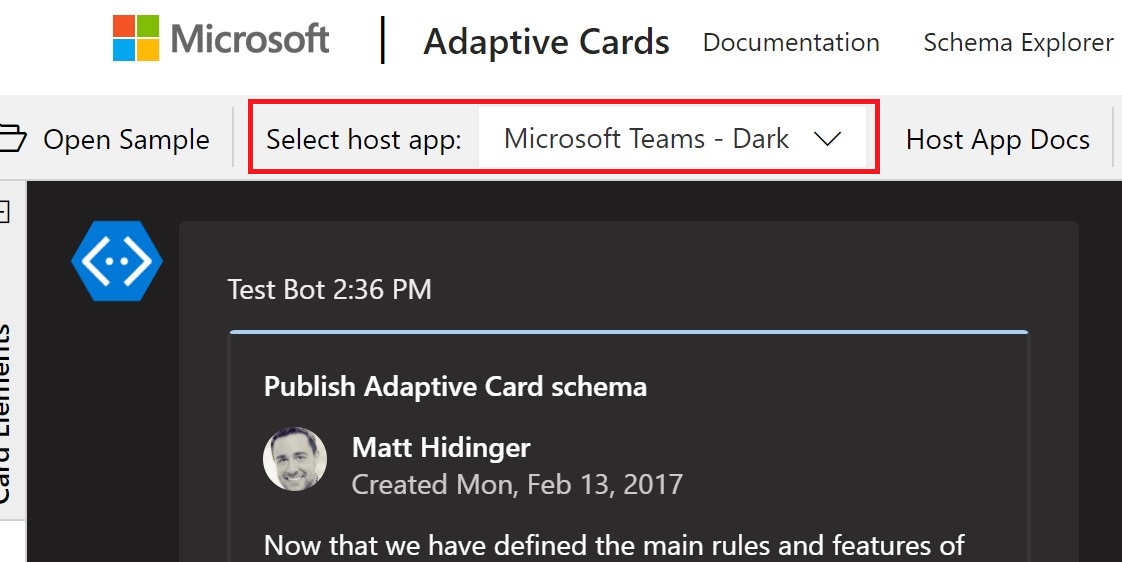 C# sample for Adaptive Cards in Teams should use raw JSON files rather ...