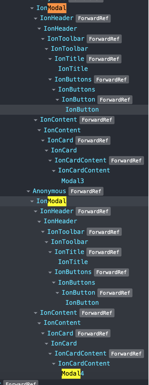 bug: Ionic React page with multiple modals may mount other modals when one is dismissed · Issue ...