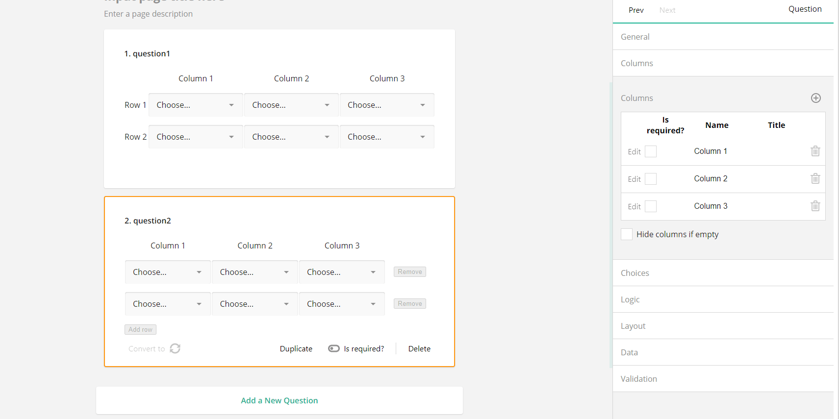 Knockoutjs: New added columns in Matrix (multiple choice) & matrix (dynamic rows) are empty ...