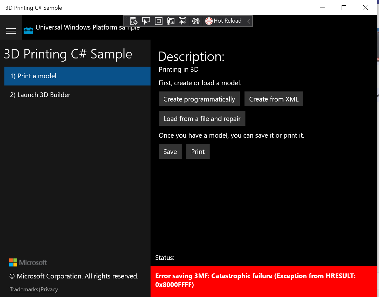 error while saving the 3mf · Issue #1398 · microsoft/Windows-universal-samples · GitHub