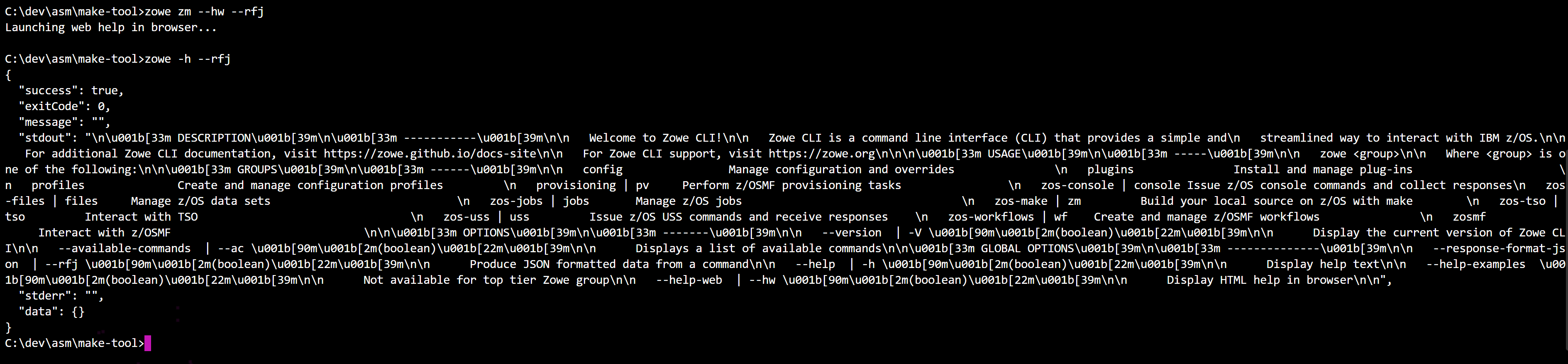 Help Web Doesn't Honor --rfj · Issue #288 · zowe/imperative · GitHub