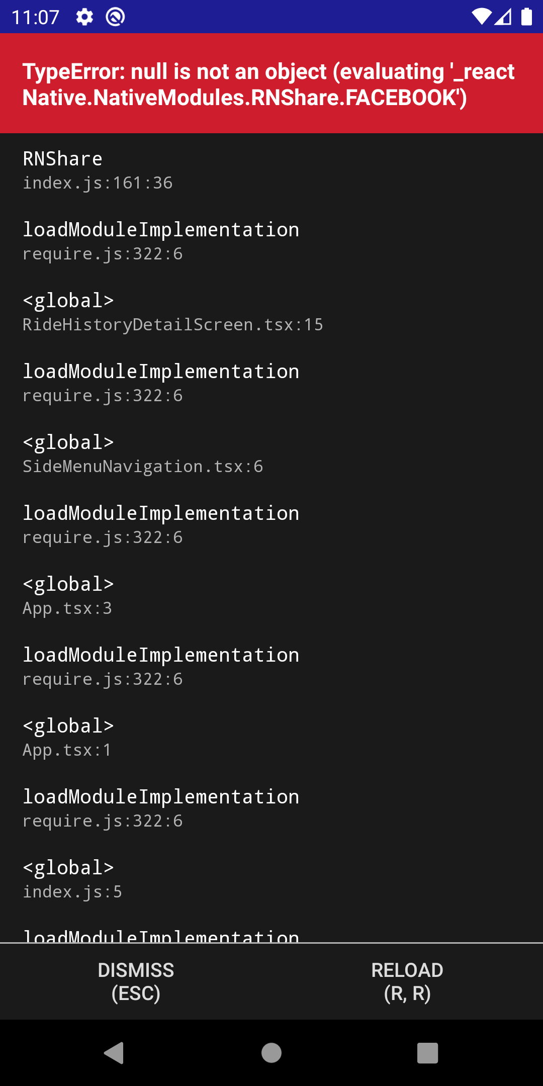 Null Is Not An Object Rnsharefacebook Android · Issue 698 · React Native Sharereact