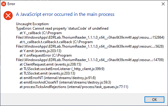 JS error, uncaught exception (on Windows) · Issue #889 · edrlab/thorium-reader · GitHub