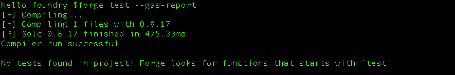 forge test --gas-report is generating gas report only relevant to test ...