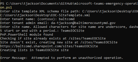 Deployment Script Fails · Issue #149 · OfficeDev/microsoft-teams-emergency-operations-center ...