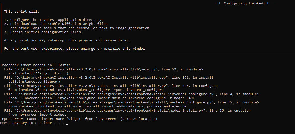  bug ImportError Cannot Import Name widget From npyscreen