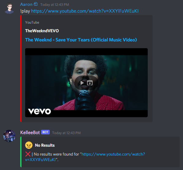 No Results Error with YouTube Link · Issue #567 · Androz2091/discord ...