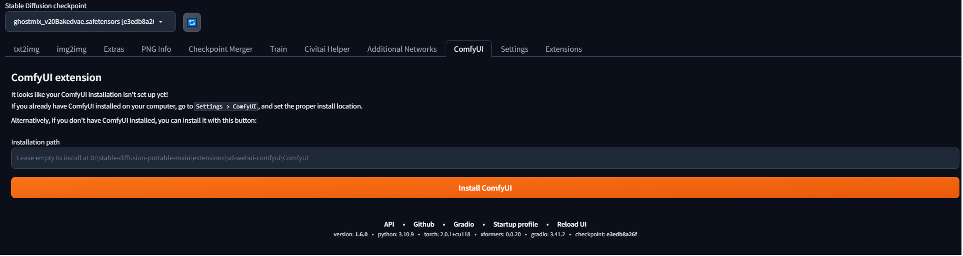 Not working · Issue #170 · ModelSurge/sd-webui-comfyui · GitHub