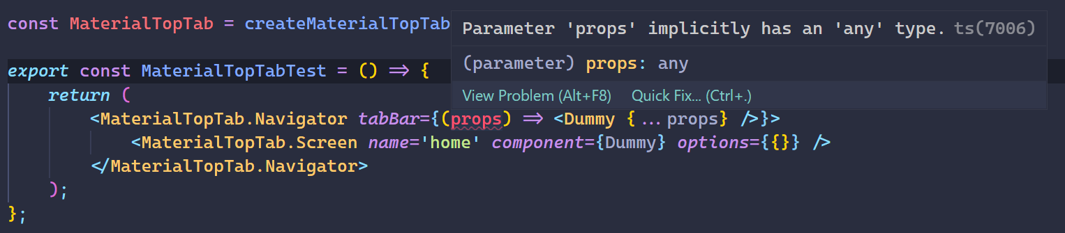 [v6] Incomplete type definitions for MaterialTopTabNavigator · Issue #9769 · react-navigation ...