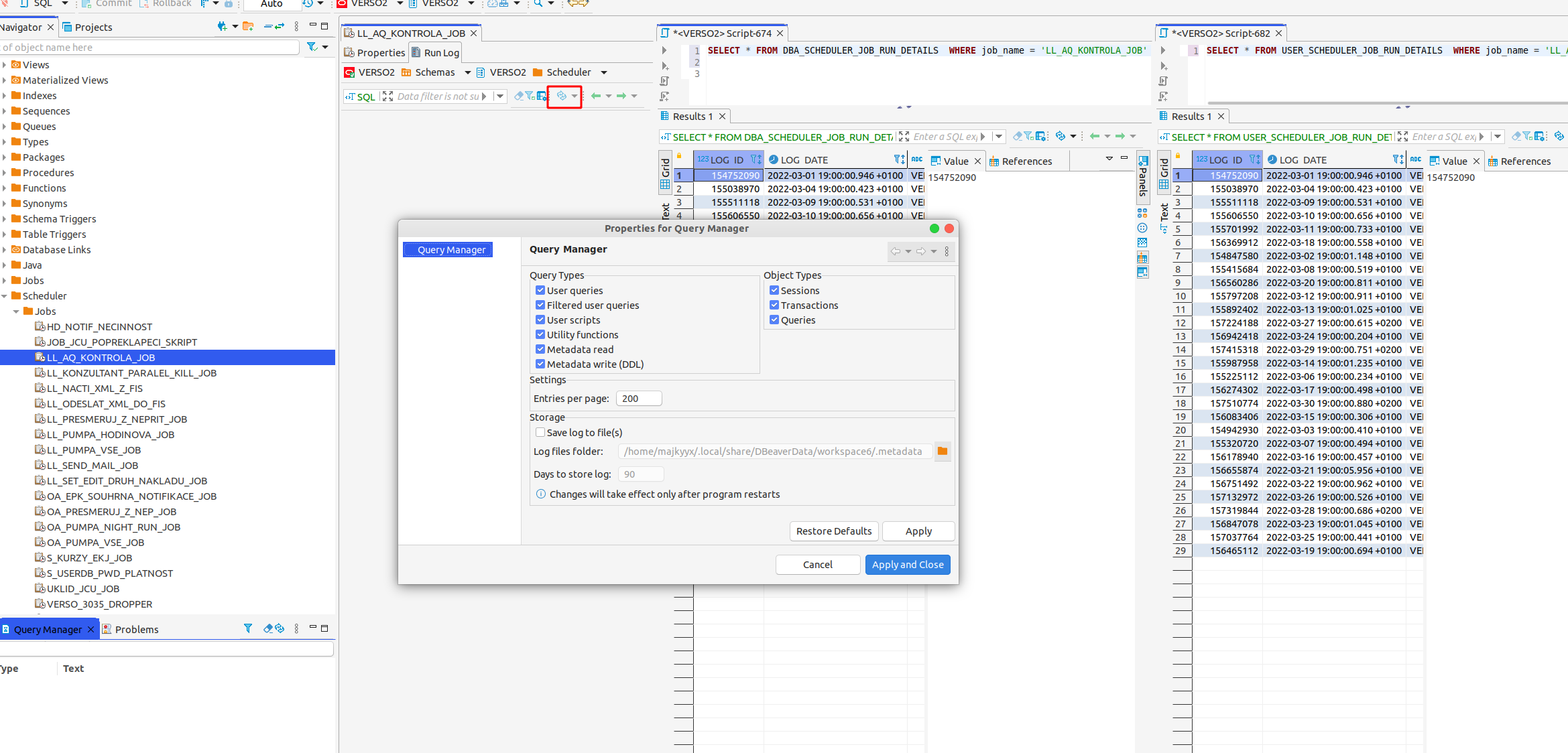 Scheduler/jobs/Run Log is empty (oracle) · Issue #14528 · dbeaver ...
