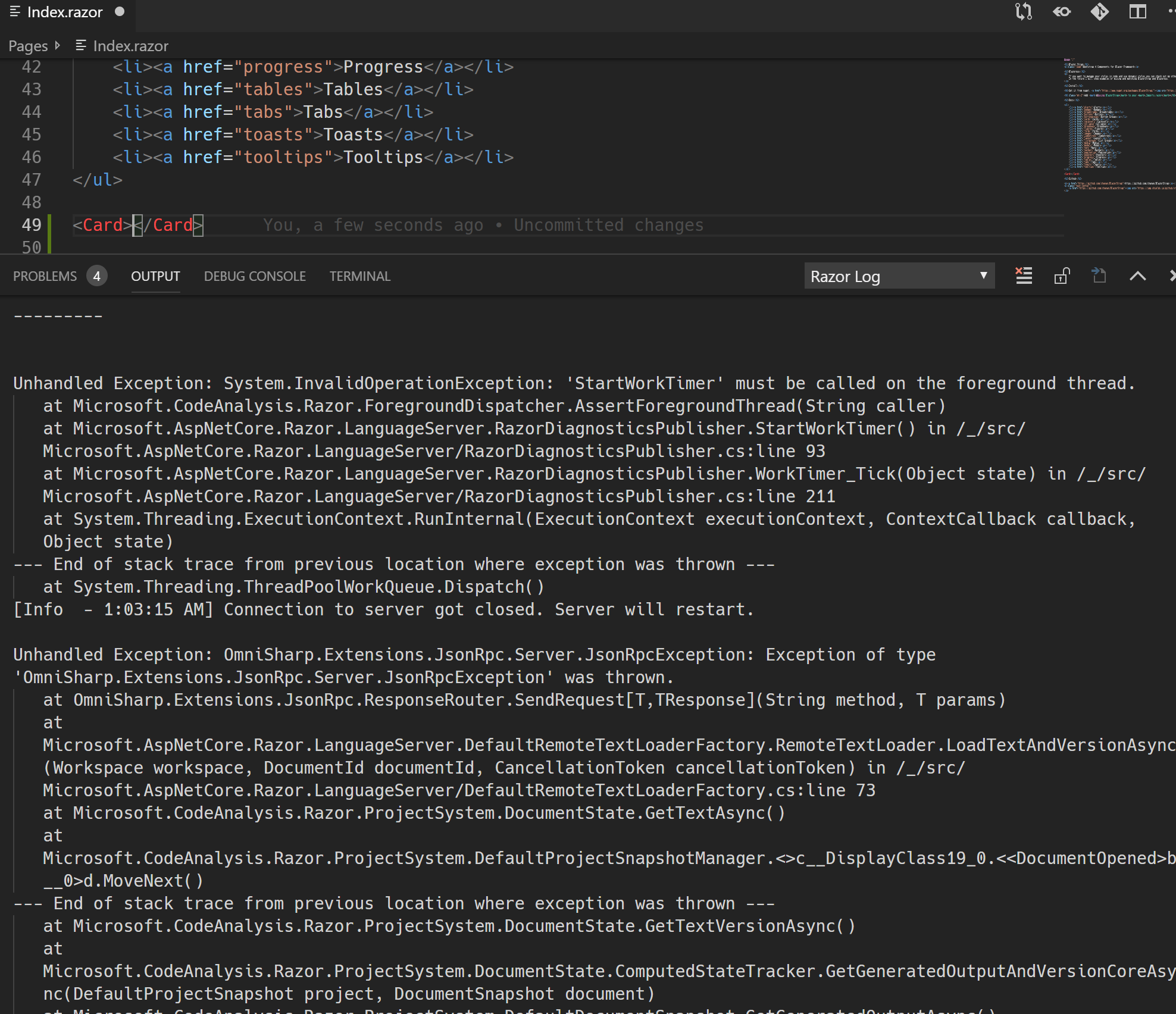 Crashing while editing razor files · Issue #3141 · dotnet/vscode-csharp · GitHub