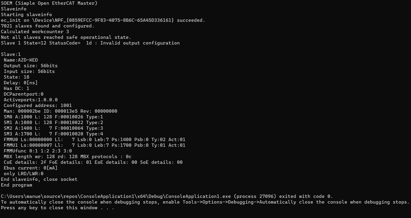 Slave wont go to SAFE OP instead goes to PRE OP + ERROR · Issue #758 · OpenEtherCATsociety/SOEM ...