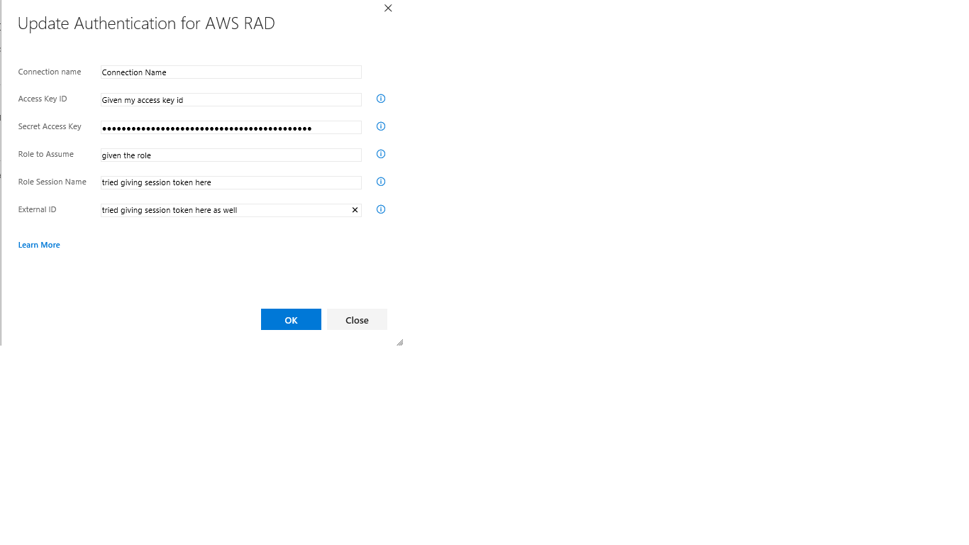 I am not able to add session_token variable in aws connection feature of VSTS . Please help ...