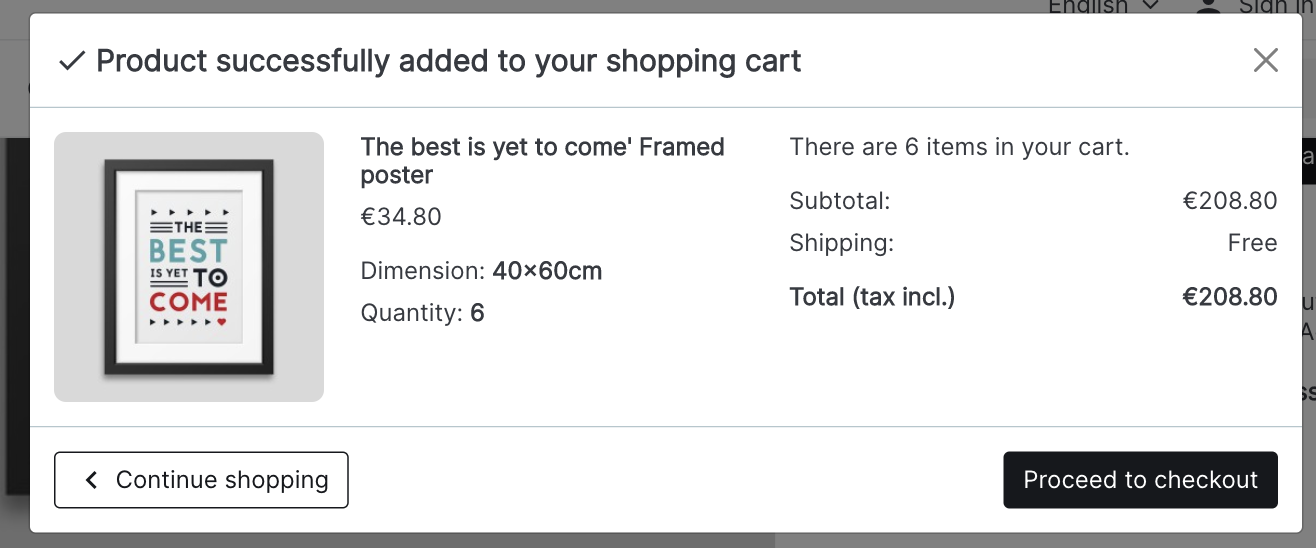 Modal product added to cart · Issue #266 · PrestaShop/hummingbird · GitHub