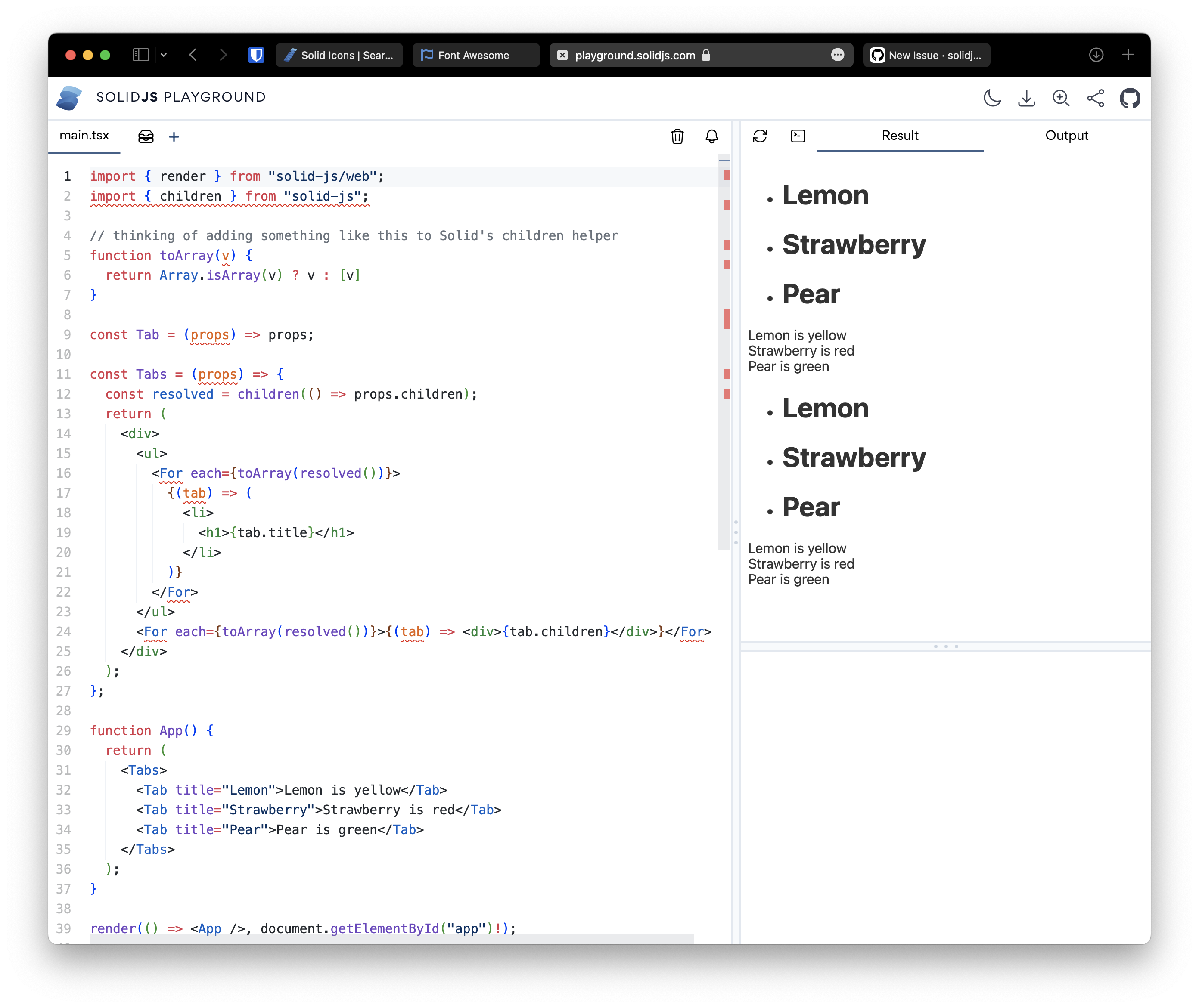 Bug Safari Double Render · Issue 150 · Solidjssolid Playground · Github 