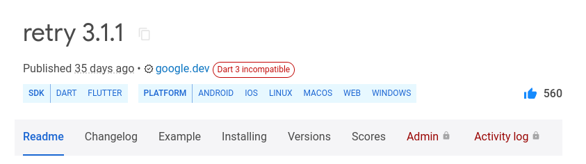 Let's add a "Dart 3 incompatible" badge · Issue #6614 · dart-lang/pub-dev · GitHub