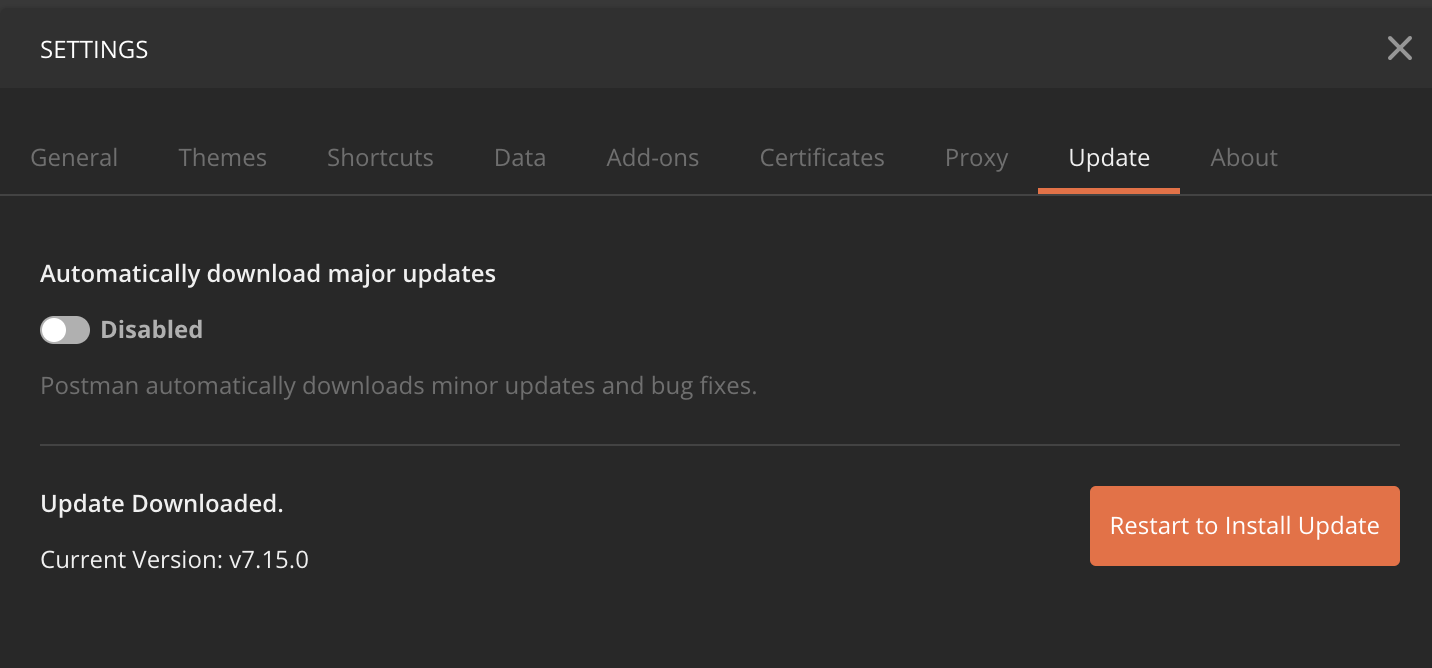 Disable auto update of minor versions · Issue #7944 · postmanlabs/postman-app-support · GitHub