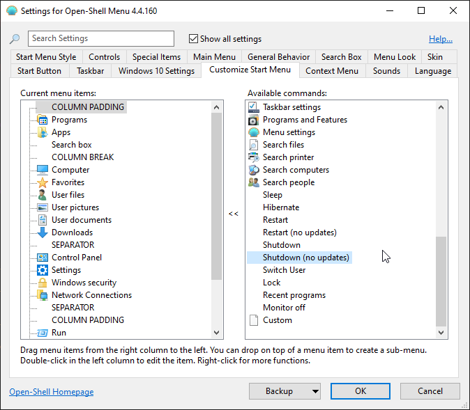 Windows 10 Shutdown Performs Update And Shutdown · Issue 661 · Open Shellopen Shell Menu 
